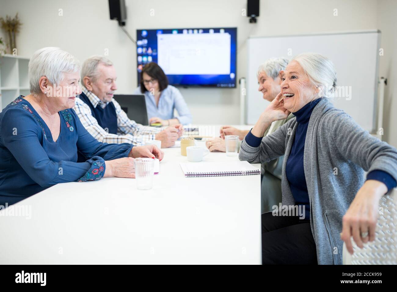 Group of active seniors attending seniors education course Stock Photo ...