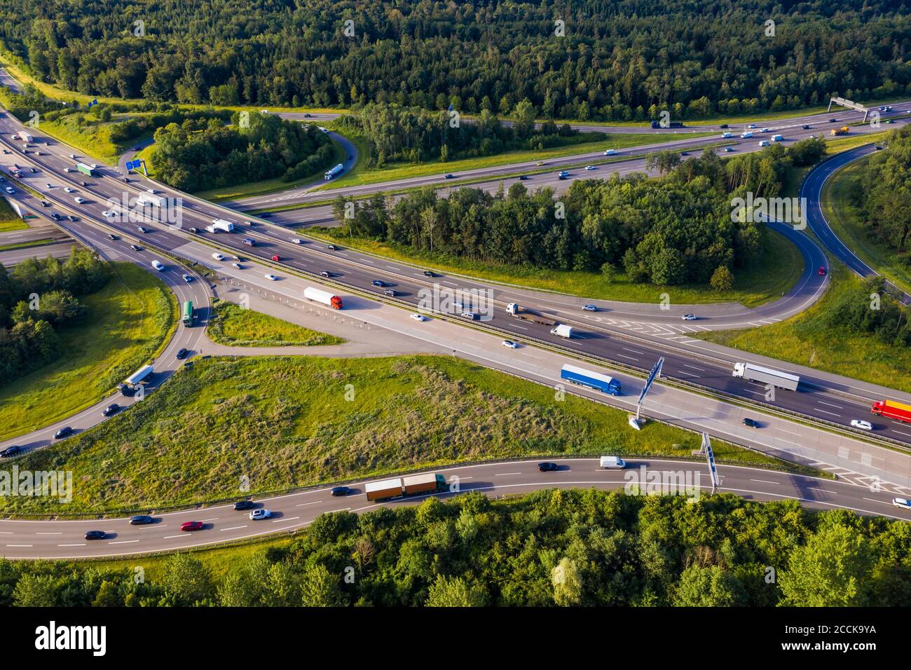Germany, Baden-Wurttemberg, Stuttgart, Aerial view of traffic on ...
