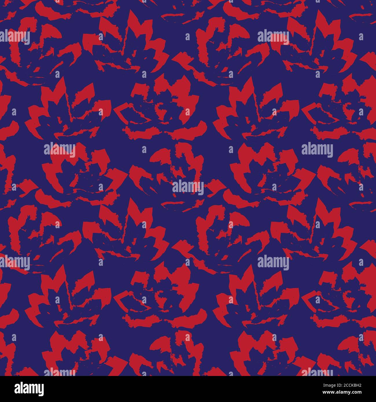 Red Navy Floral brush strokes seamless pattern background for fashion ...