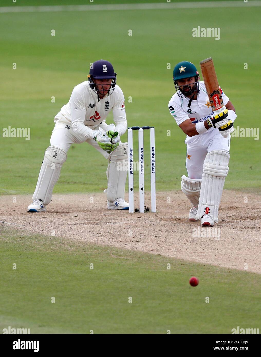 Pakistan's Mohammad Rizwan (right) batting during day three of the ...