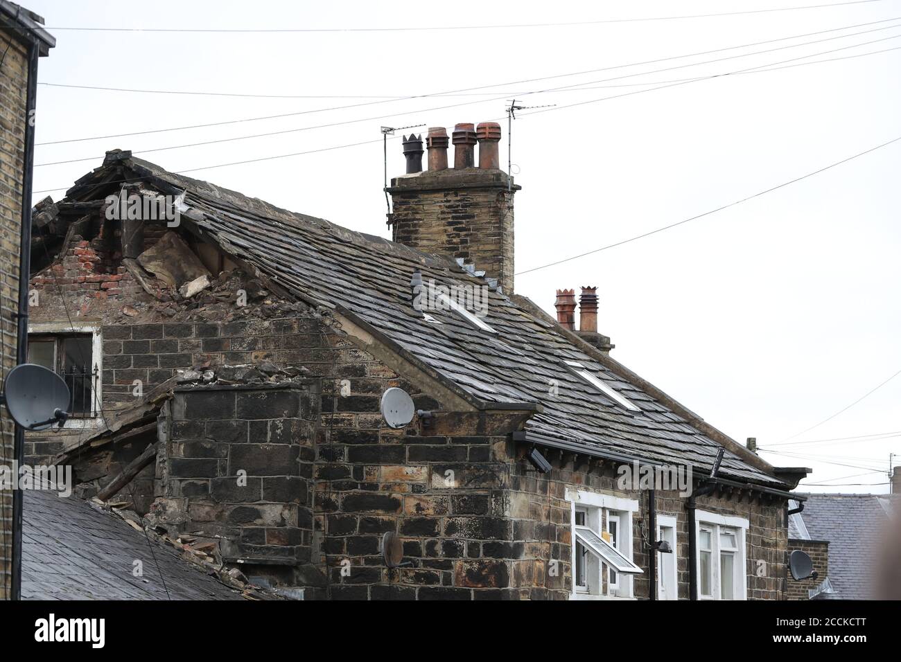 Damage to the roof of a house in Knights Fold, Bradford, West Yorkshire ...