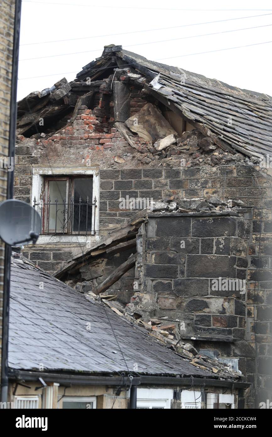 Damage to the roof of a house in Knights Fold, Bradford, West Yorkshire ...