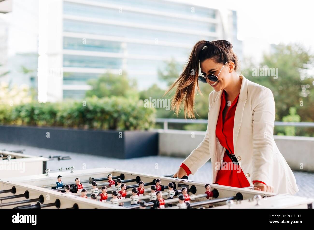 Table football playing hi-res stock photography and images - Alamy