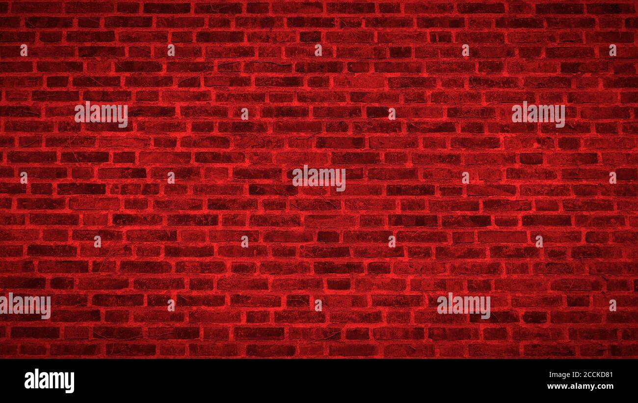 A panoramic view of an aged red brick wall texture with vignette Stock ...
