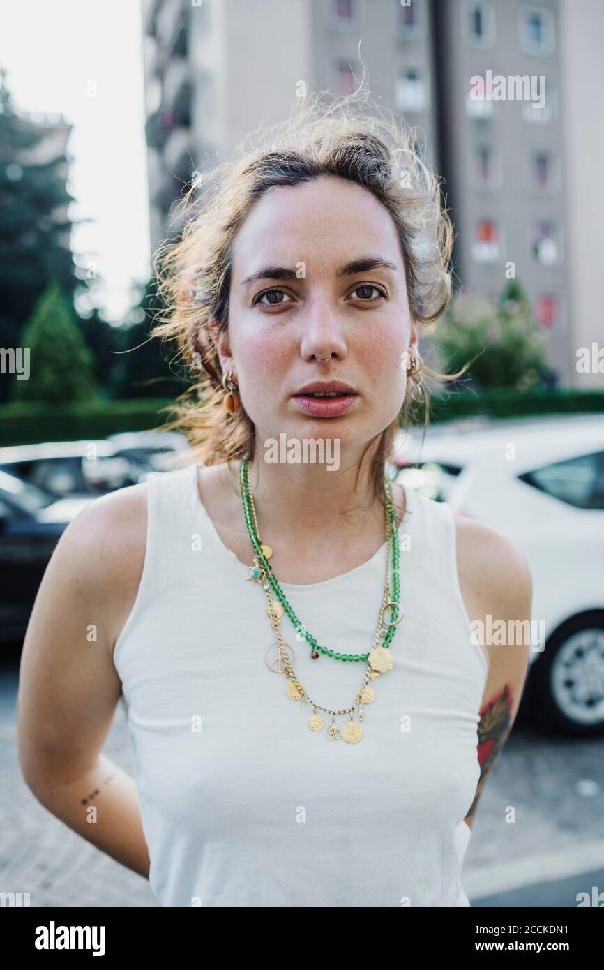 Street people in the city with women on the road hi-res stock ...