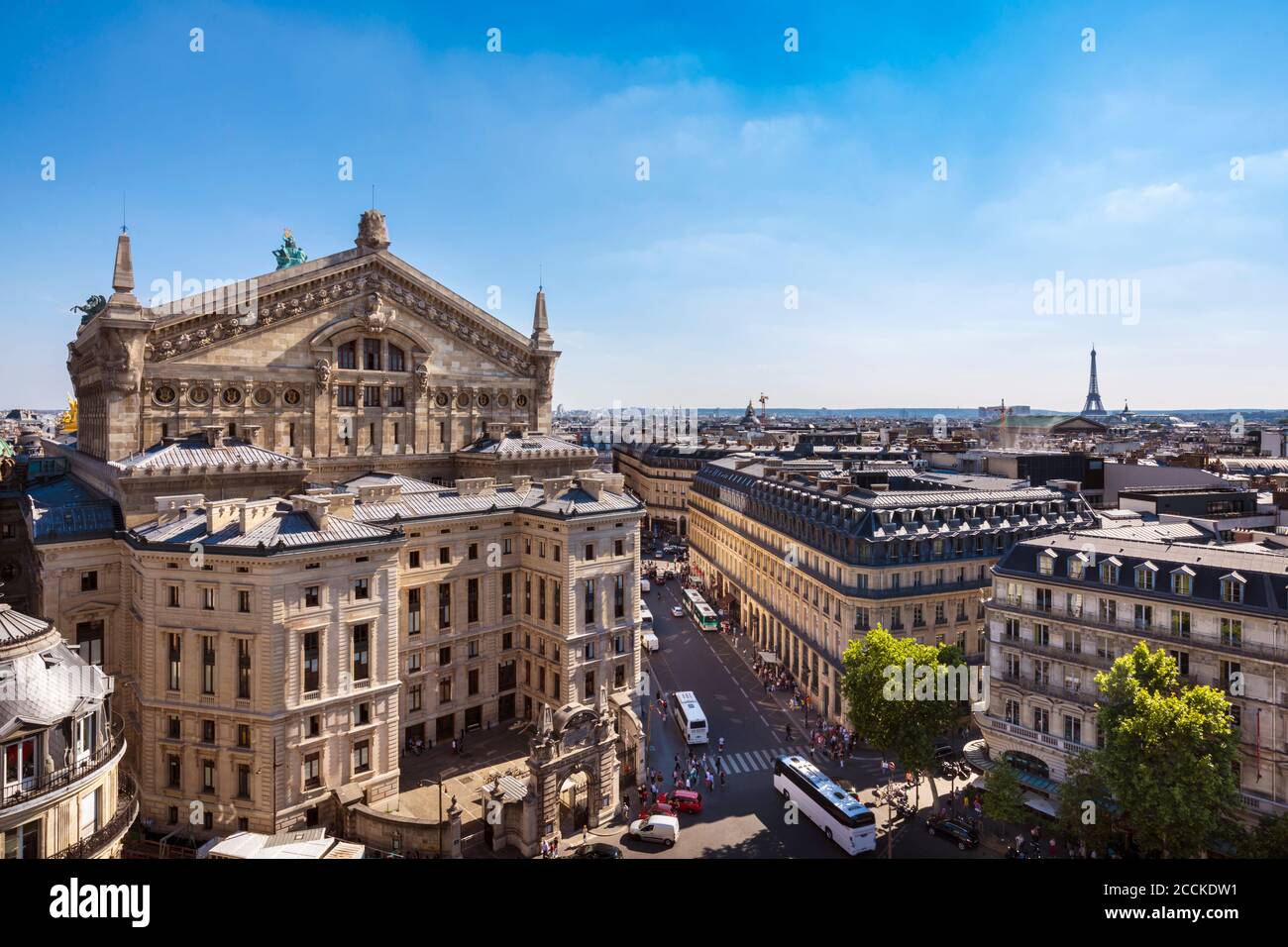 Opera house and Eiffel Tower in Paris skyline, France Stock Photo - Alamy