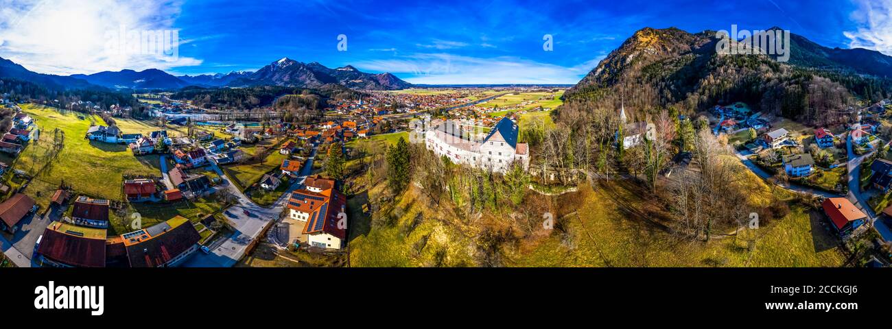 Germany, Marquartstein, Bavaria, Aerial panorama of Marquartstein ...