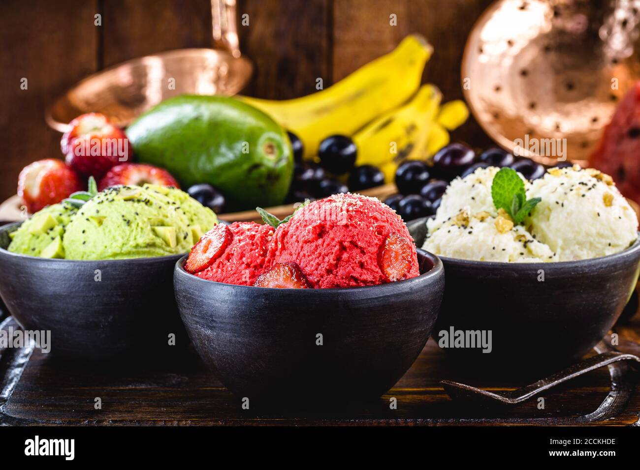 vegan ice cream made with organic fruits, with tropical fruits in the ...