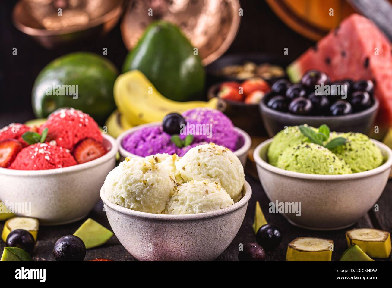 vegan ice cream made with organic fruits, with tropical fruits in the ...
