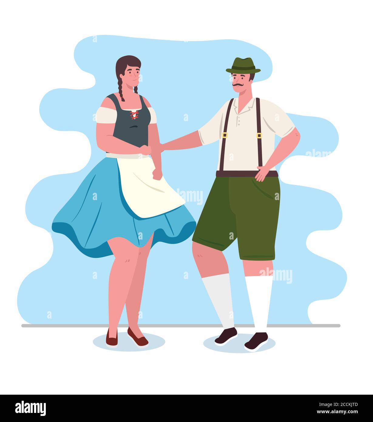 couple german in national dress, woman and man in traditional bavarian ...