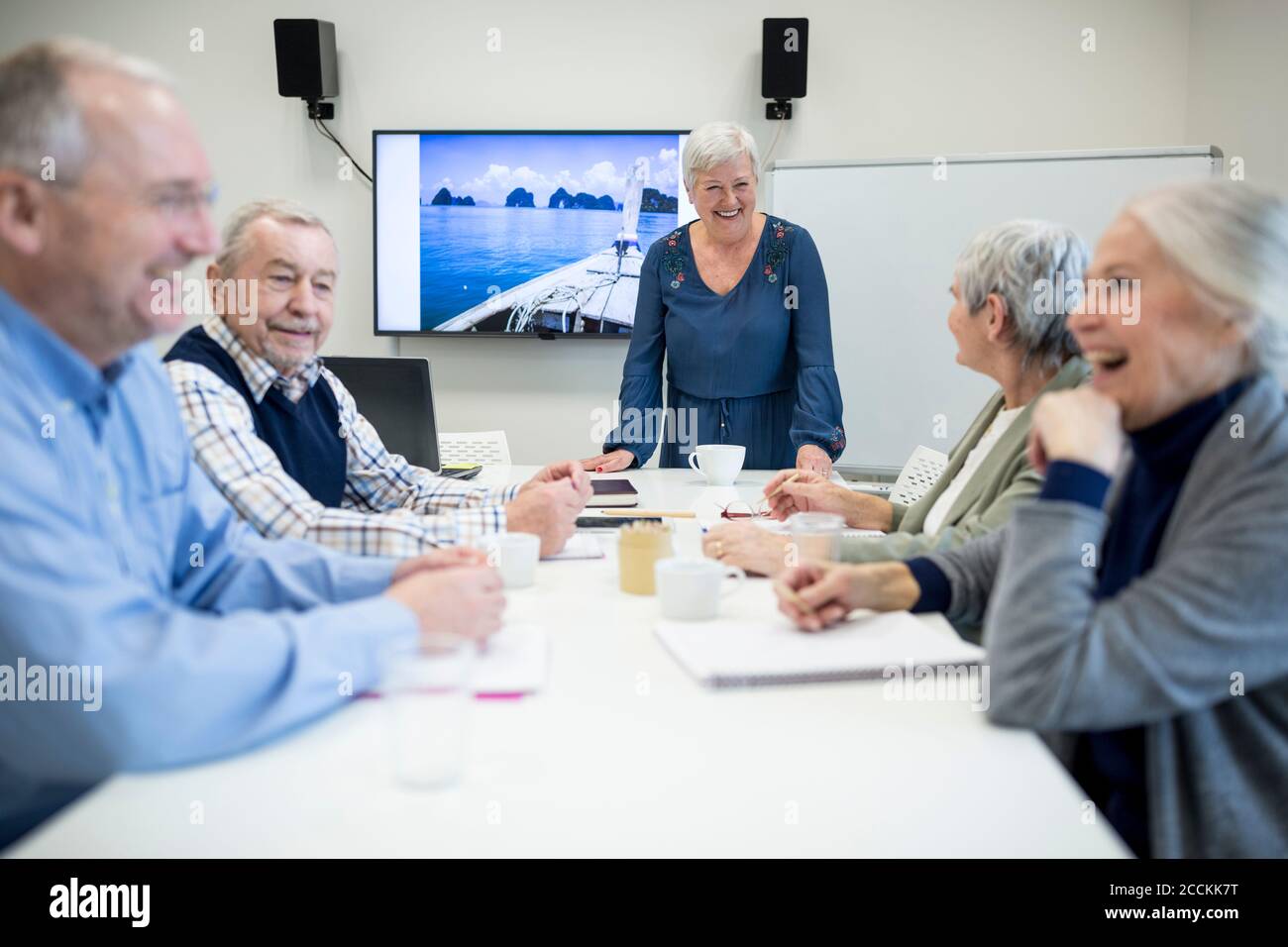 Group of active seniors attending seniors education course Stock Photo ...