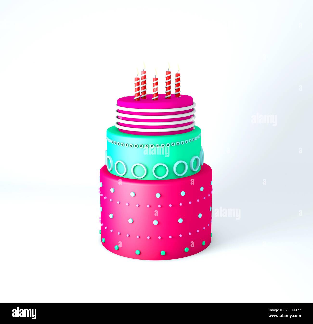 3d render illustration of a cake with 3 layers on a white background ...