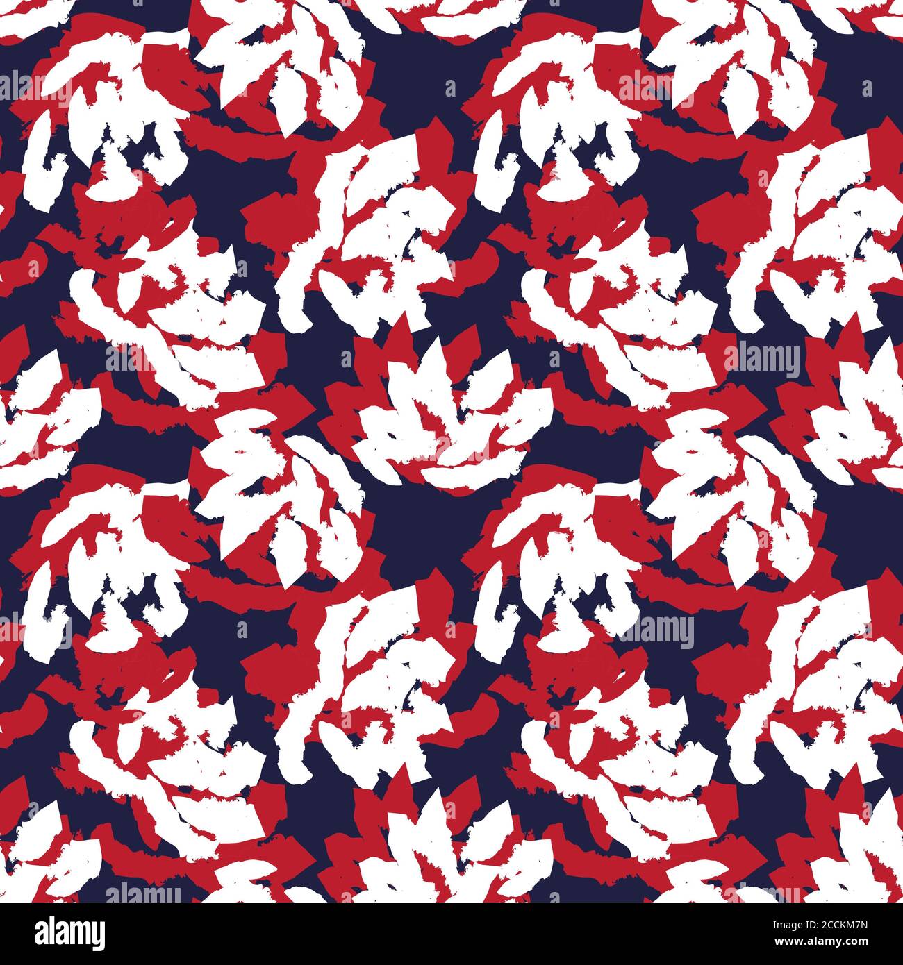Red Navy Floral brush strokes seamless pattern background for fashion ...