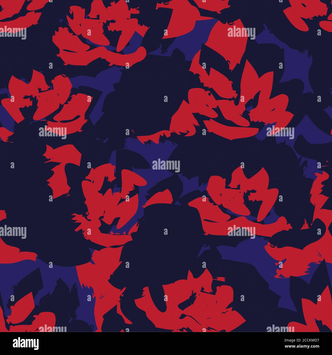 Red Navy Floral brush strokes seamless pattern background for fashion ...