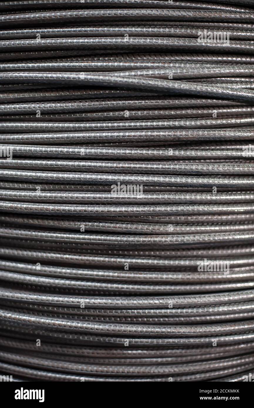 Texture of aluminum wire for armor rod cable. Abstract background ...