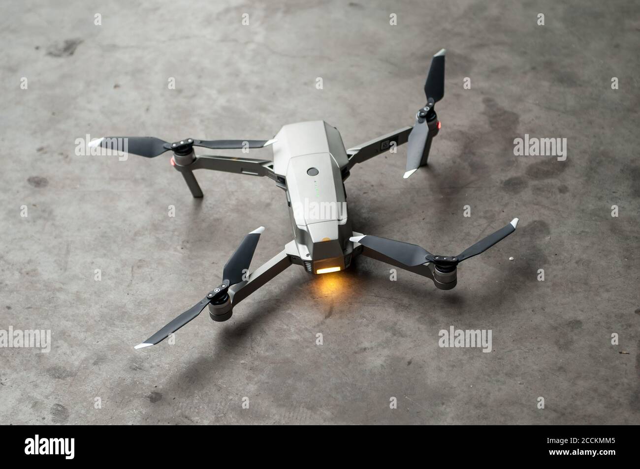 Uav drone copter flying with high resolution digital camera. Close up ...
