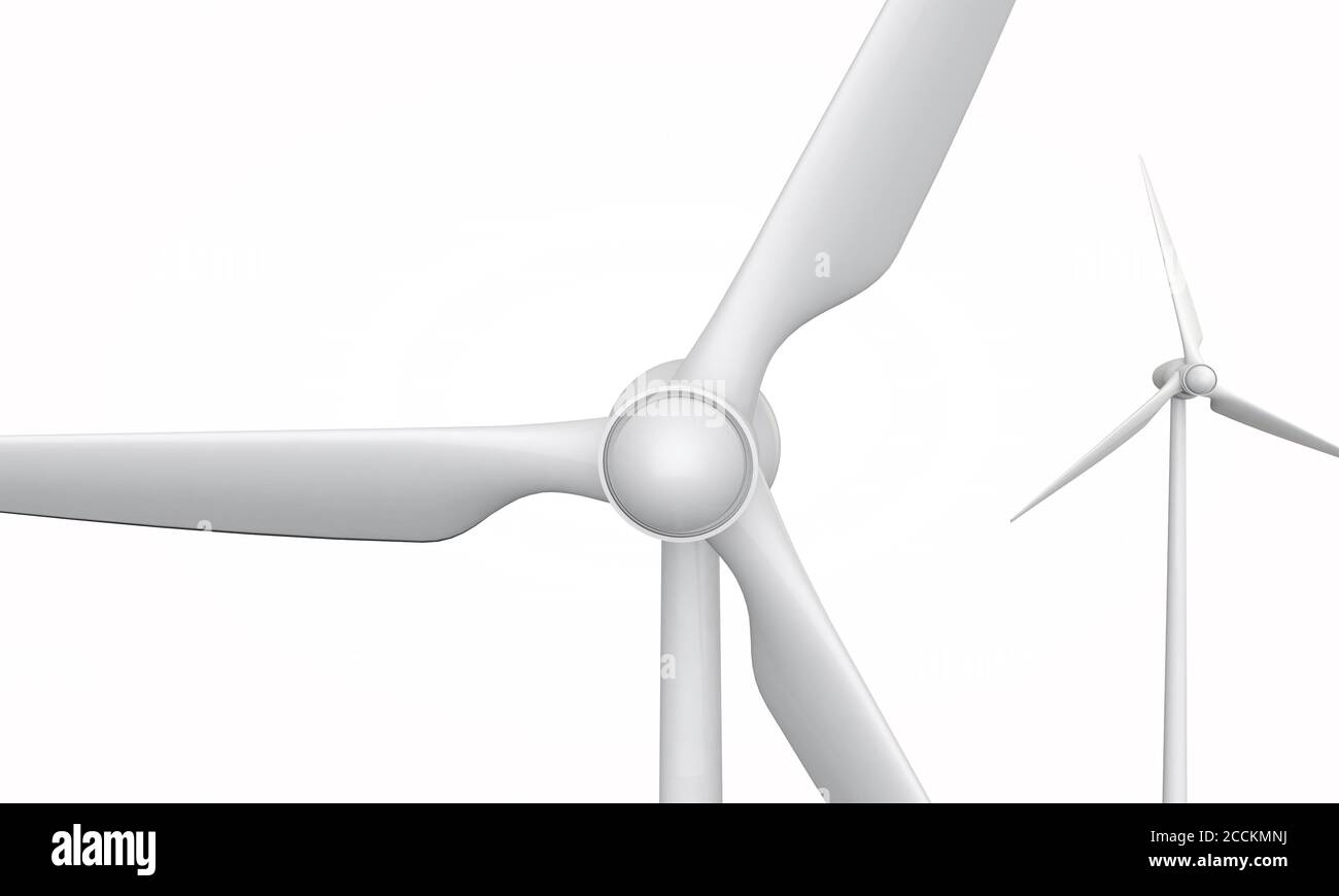 3d render concept of a wind turbine cut out on a white background Stock ...