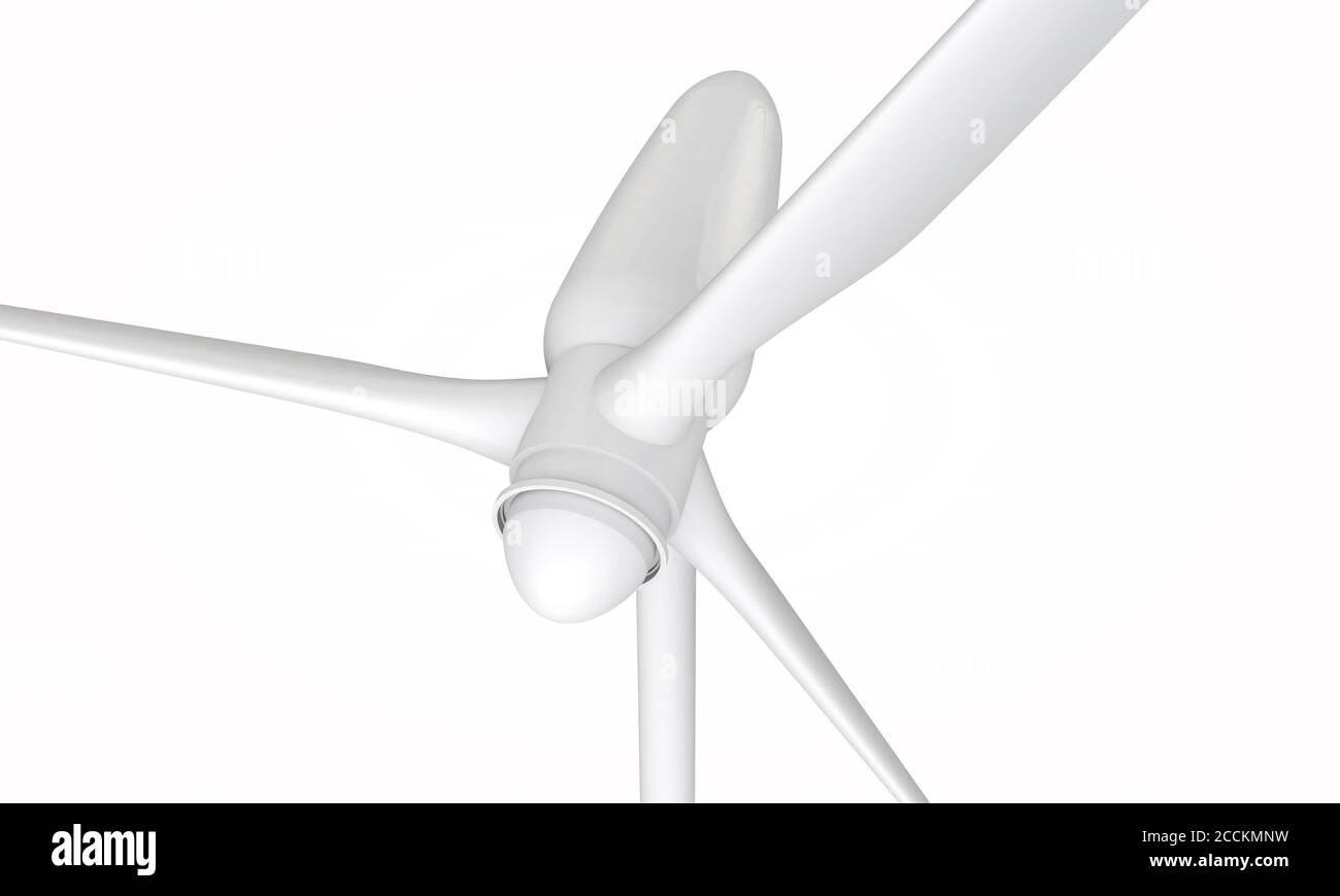 3d render concept of a wind turbine close up cut out on a white ...