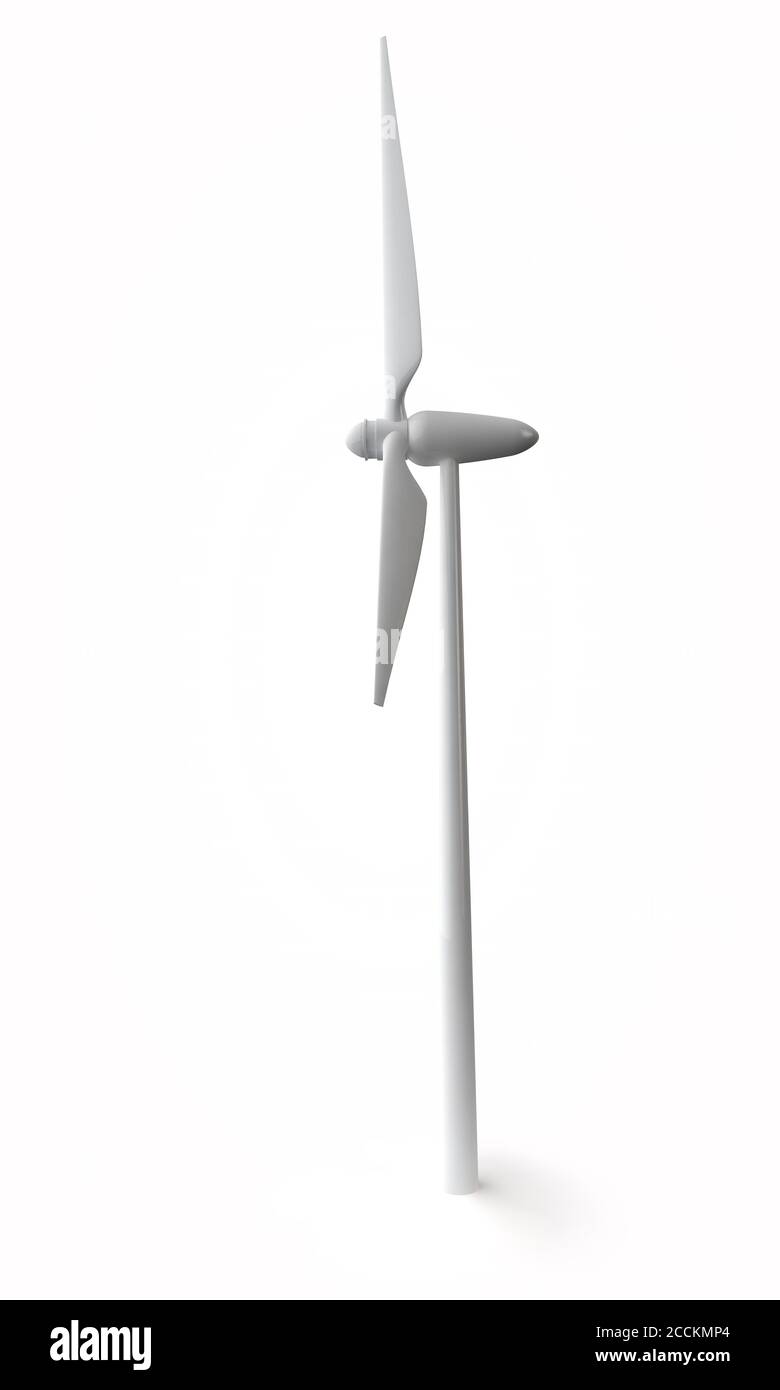 3d render concept of a wind turbine cut out on a white background Stock ...