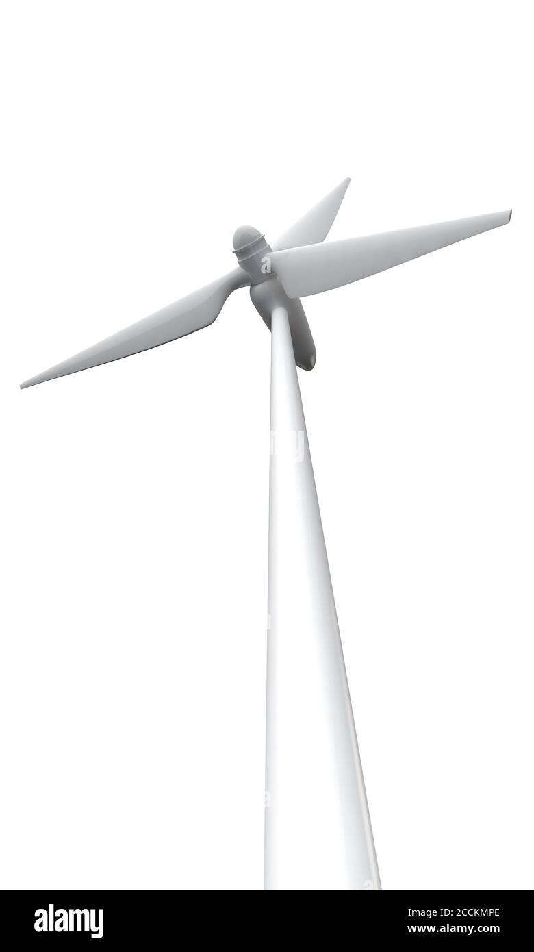 3d render concept of a wind turbine cut out on a white background Stock ...