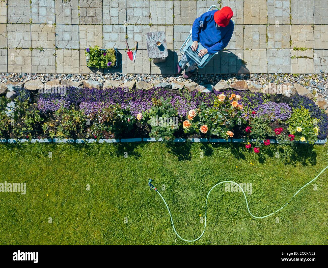 Aerial view garden terrace hi-res stock photography and images - Alamy