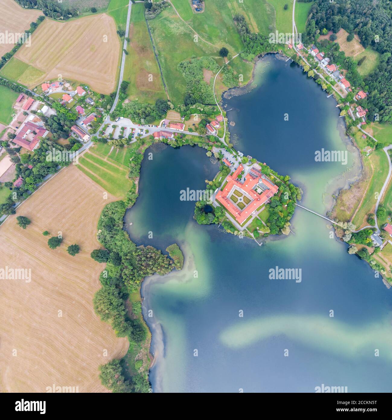 Aerial view of seeon lakes and seeon abbey hi-res stock photography and ...