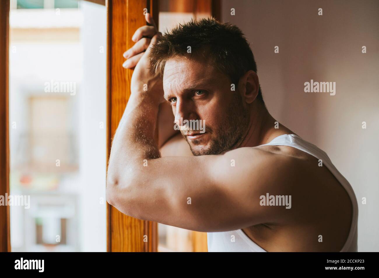 Depression man window hi-res stock photography and images - Alamy