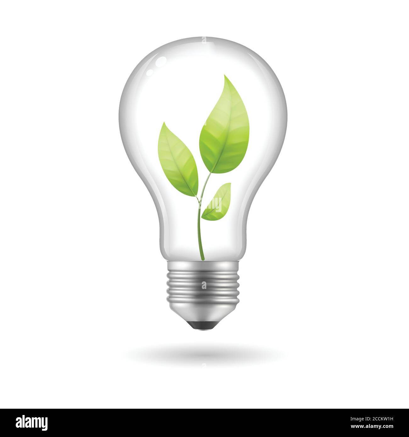 Realistic bulb with leaves inside. Eco concept. Vector illustration Stock Vector Image & Art - Alamy