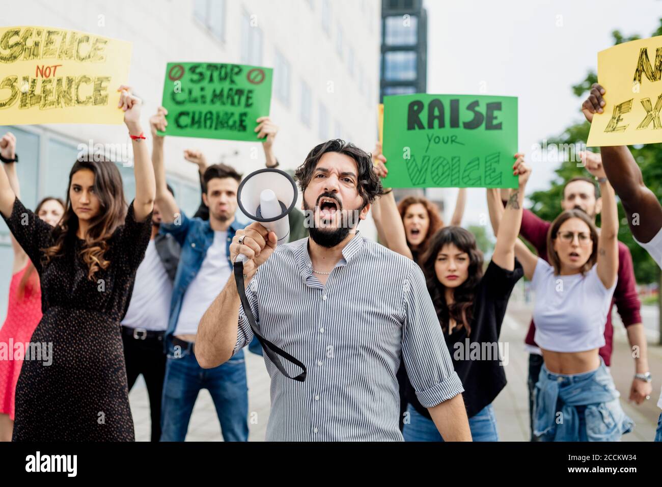 Man shouting through megaphone hi-res stock photography and images - Alamy