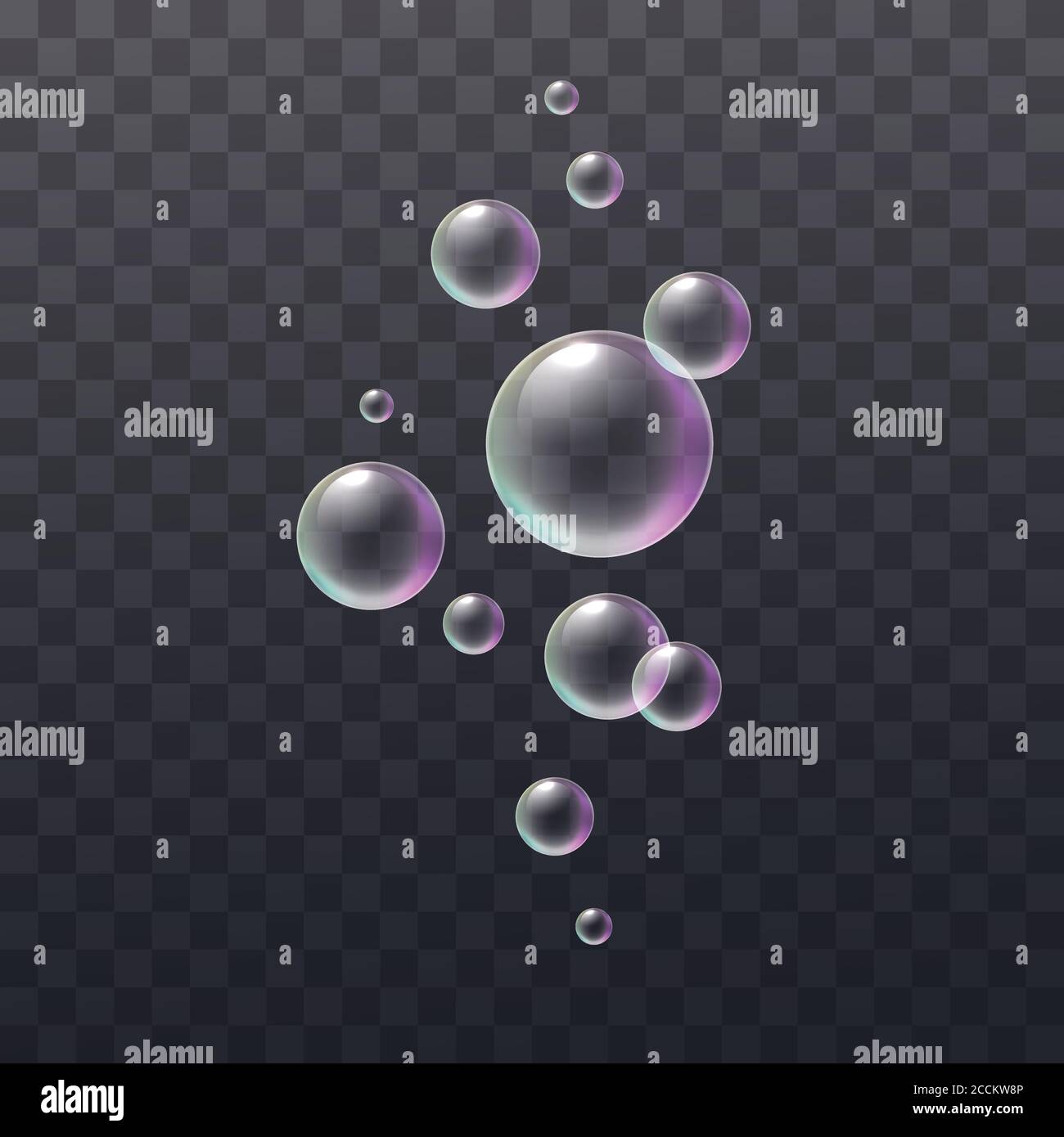Realistic soap bubbles with rainbow reflection. Vector illustration ...