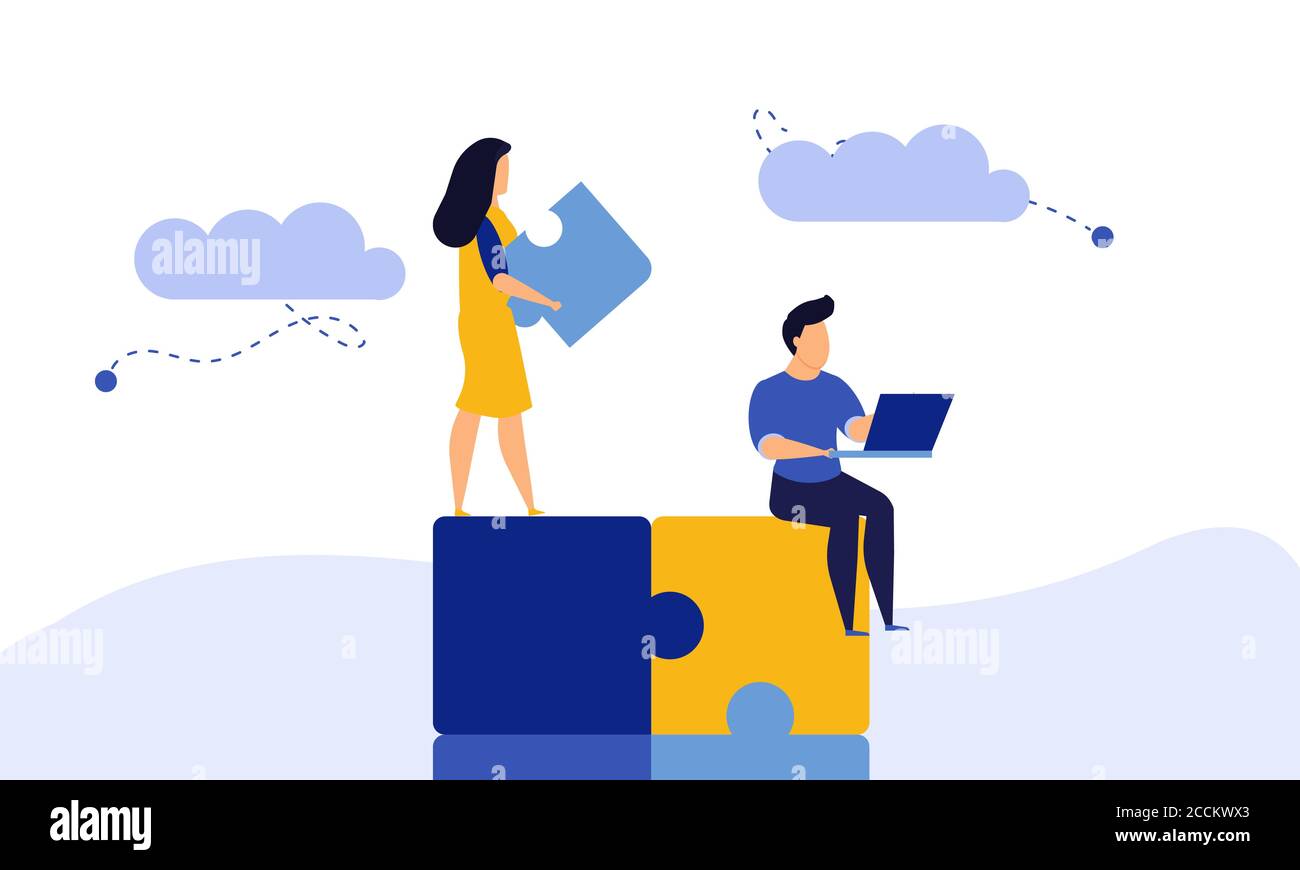 Puzzle team work vector illustration concept partner. Partnership ...