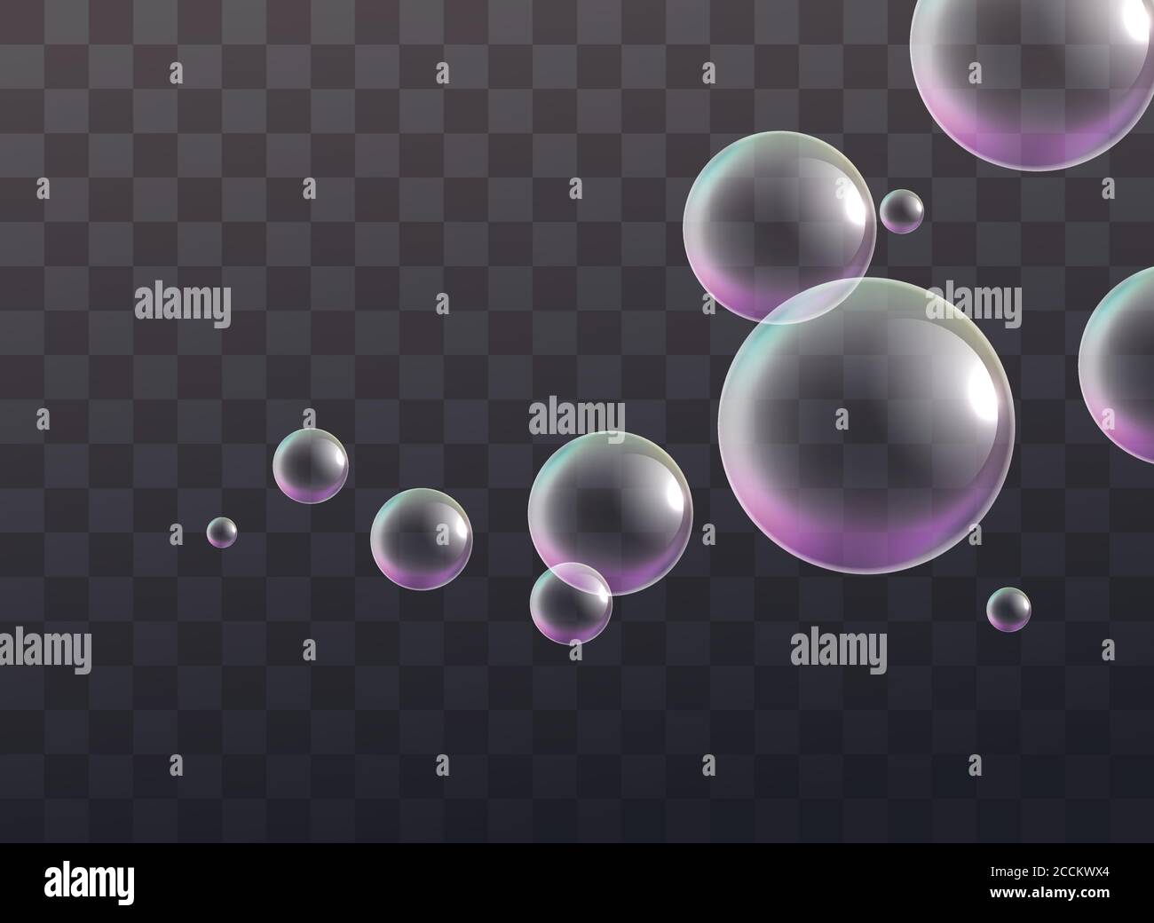 Set of realistic transparent colorful soap bubbles with rainbow ...