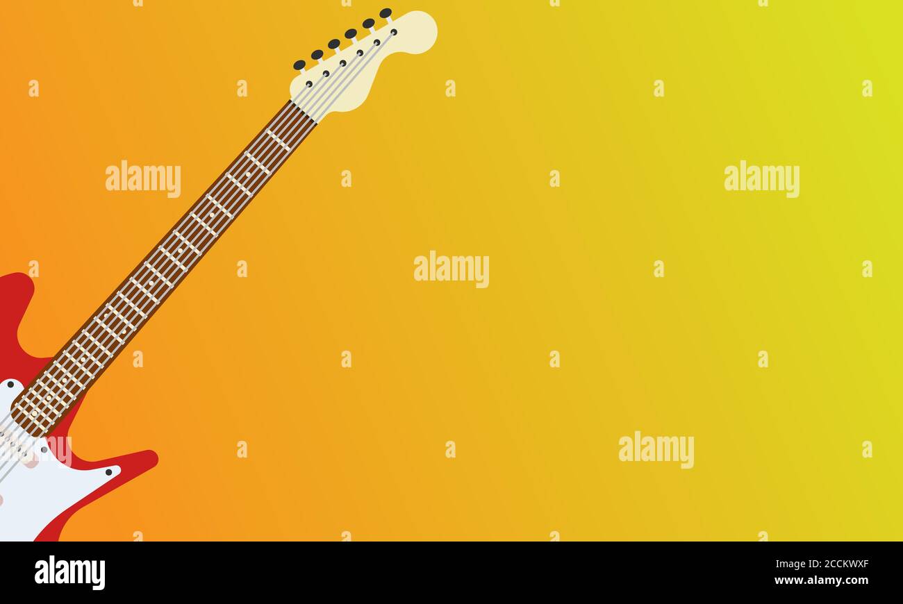 Guitar electric red vector rock music illustration. Instrument musical ...