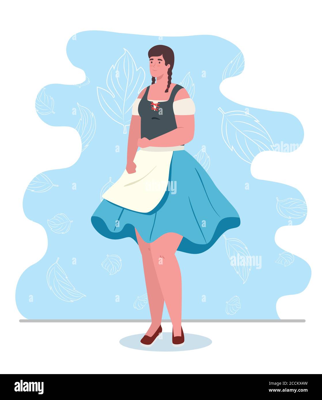 young woman german in national dress, female in traditional bavarian ...