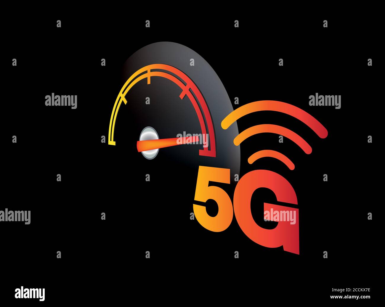 vector illustration of a 5g speed symbol in black isolated on a white ...
