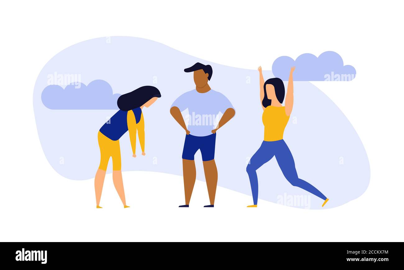 Achievement exercise flat health body mind vector concept illustration ...