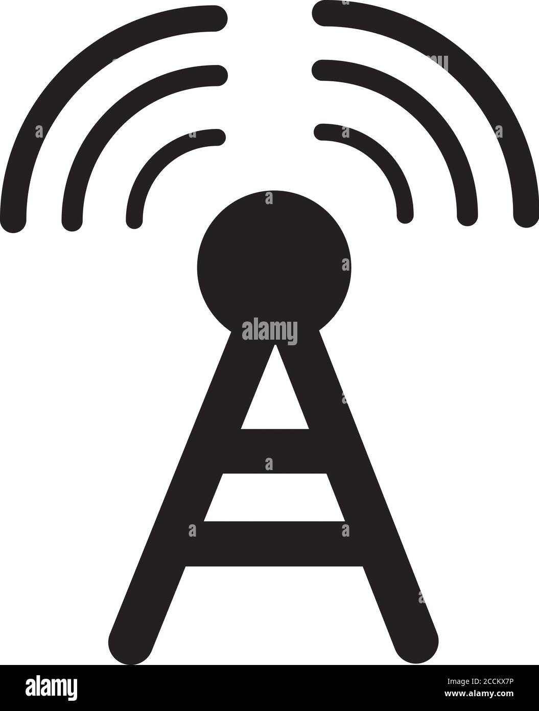 vector illustration of a communication symbol mast in black isolated on ...