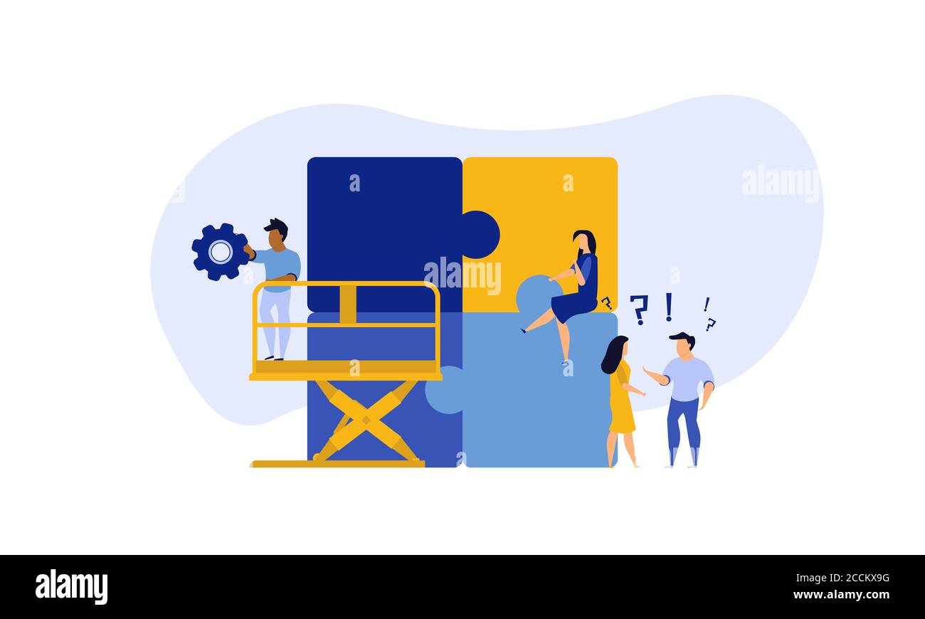 Puzzle team work vector illustration concept partner. Partnership ...