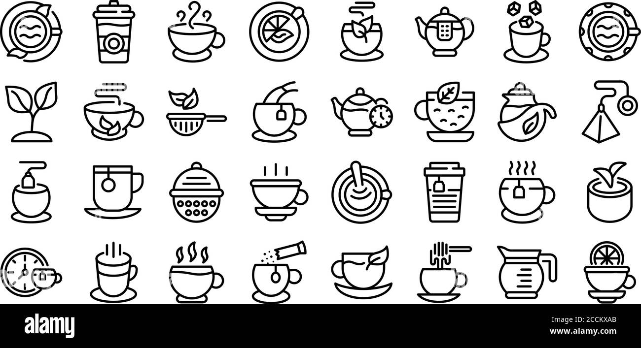 Tea icons set, outline style Stock Vector Image & Art - Alamy