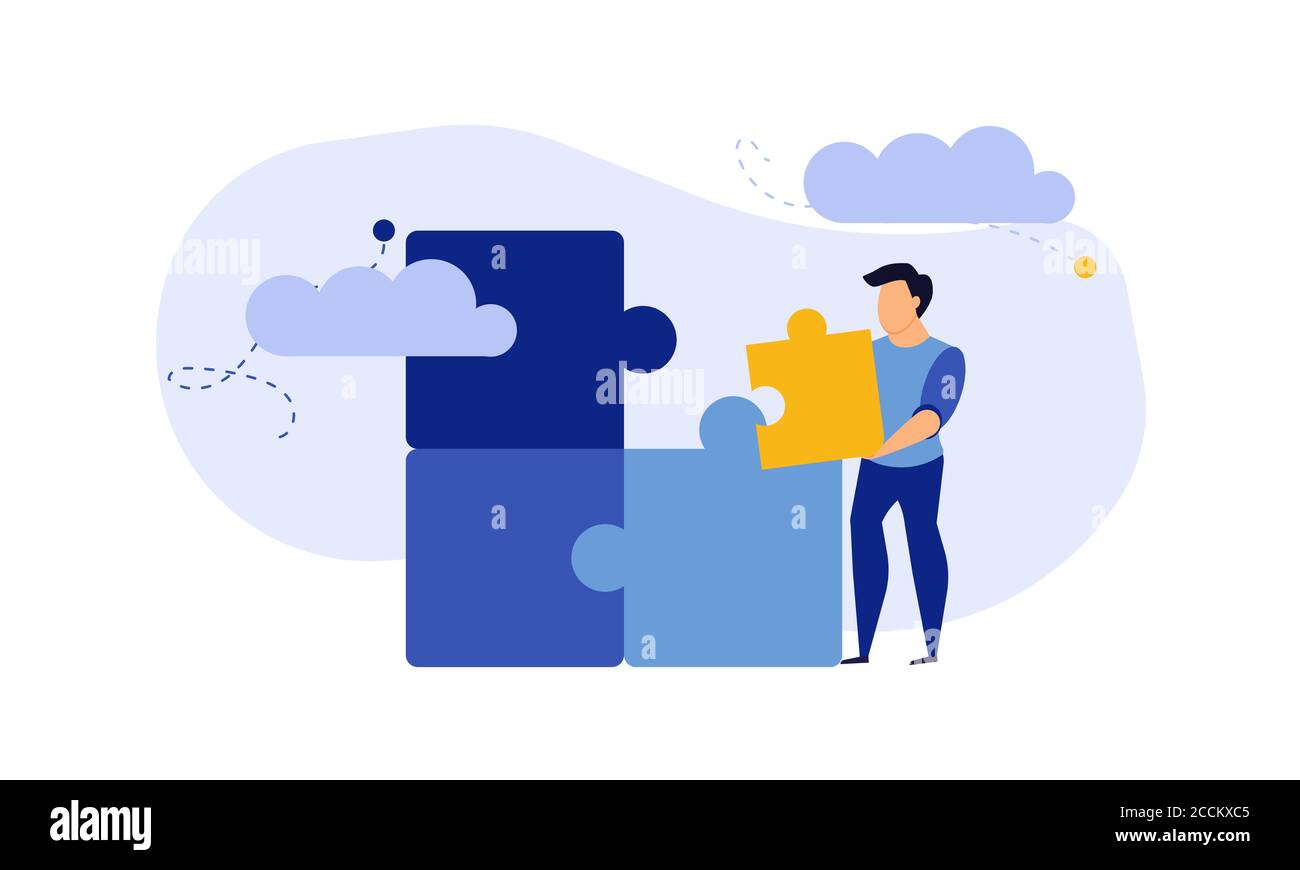 Puzzle team work vector illustration concept partner. Partnership ...