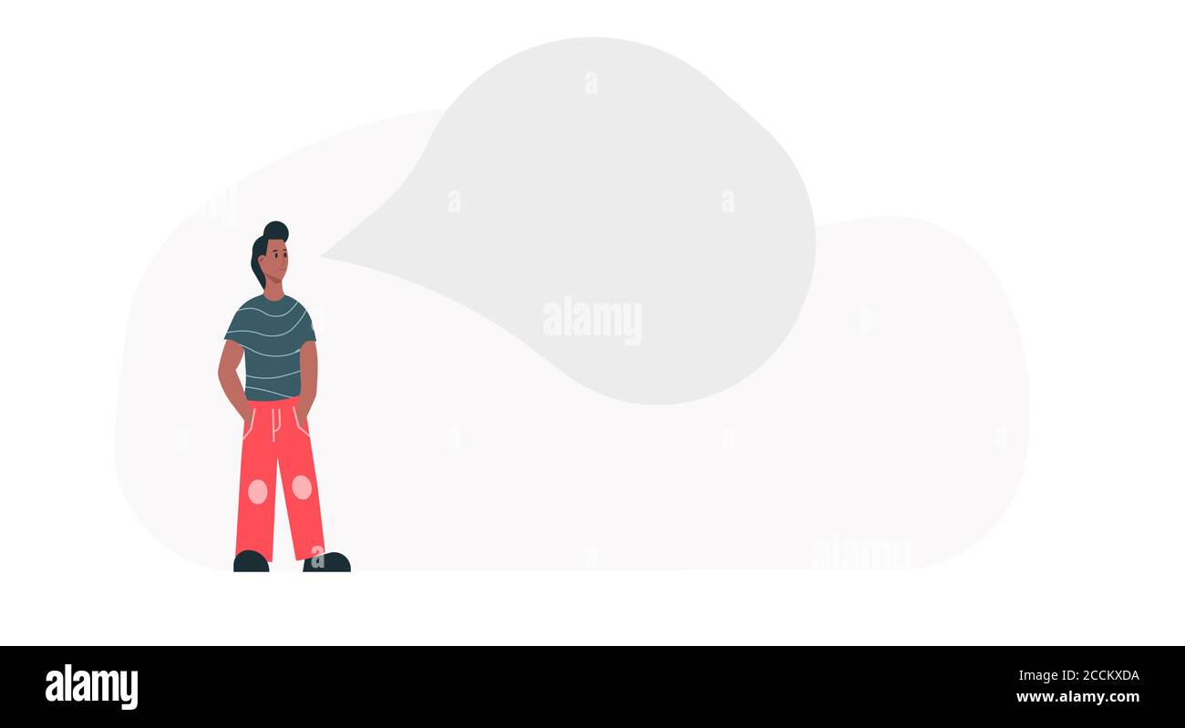 Thinking afro american man with business idea concept vector ...