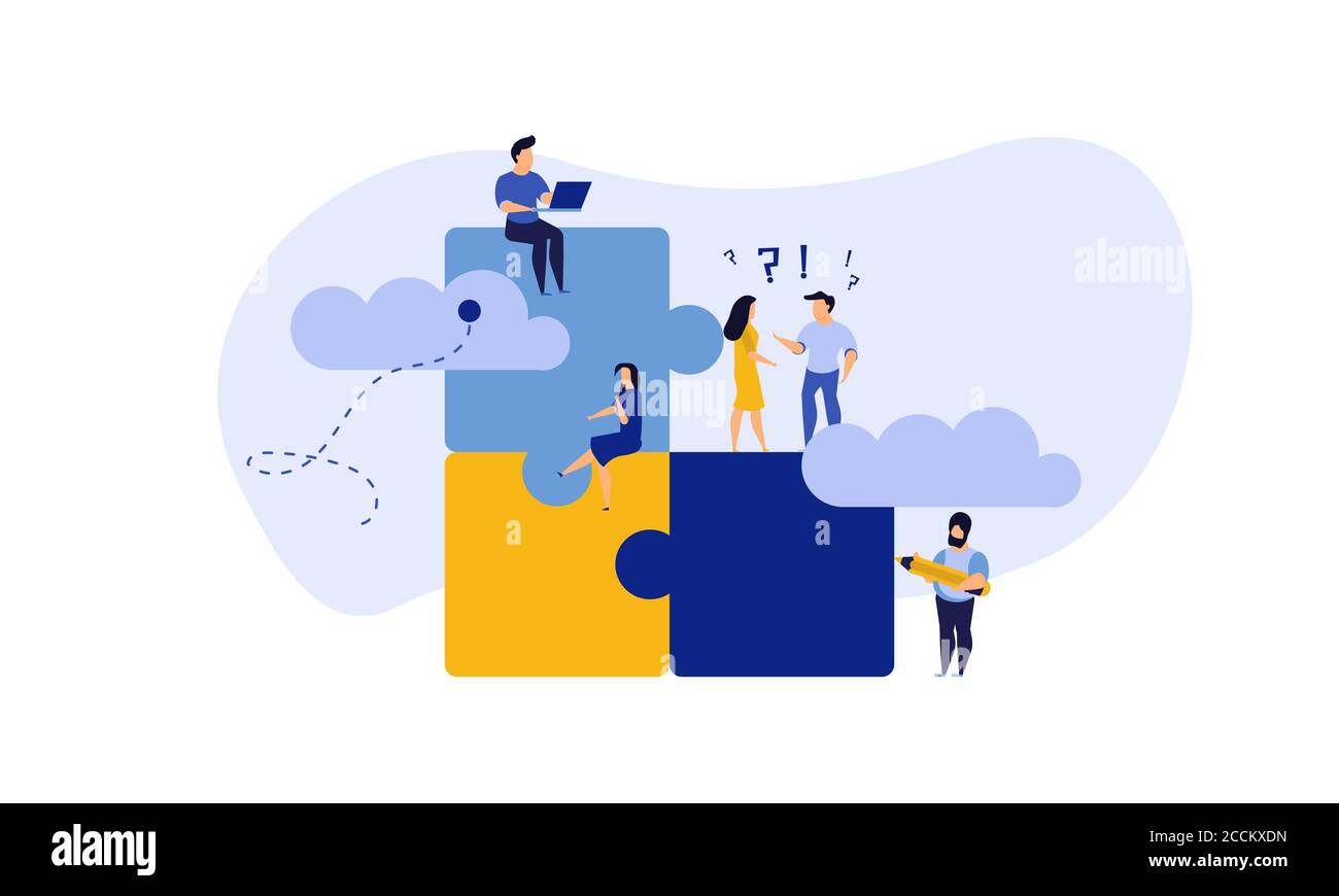 Puzzle team work vector illustration concept partner. Partnership ...