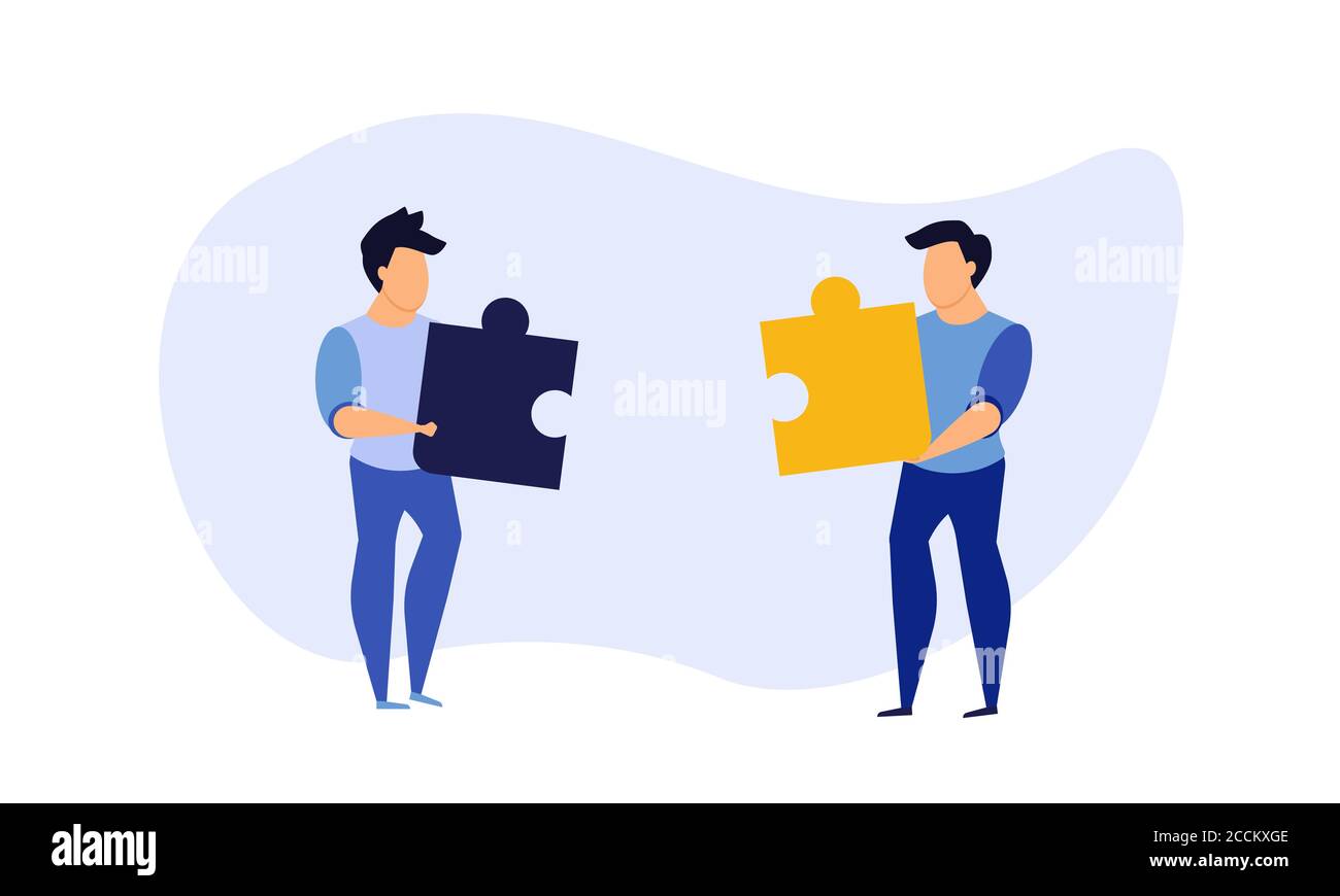 Puzzle team work vector illustration concept partner. Partnership ...