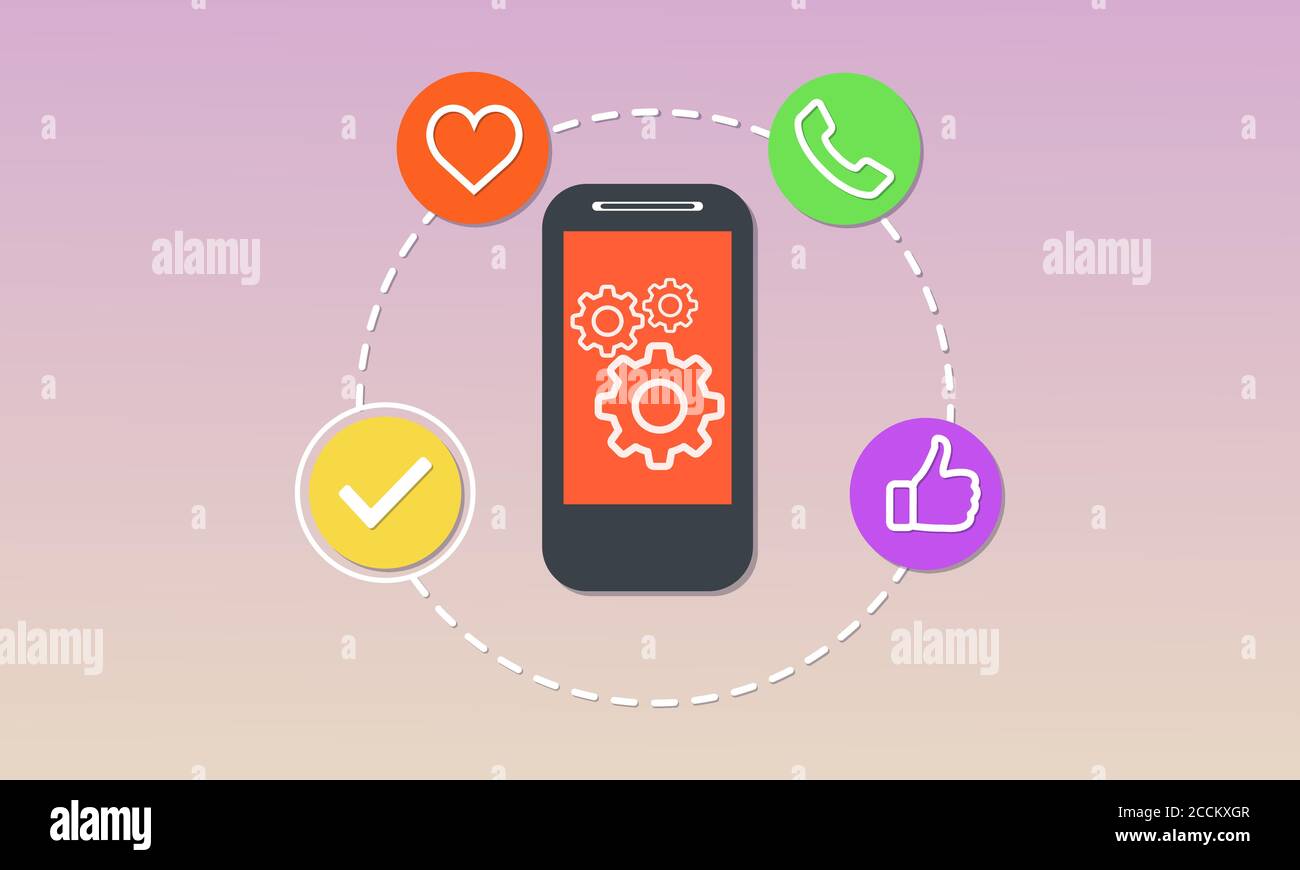 The process of developing a mobile application concept vector flat ...