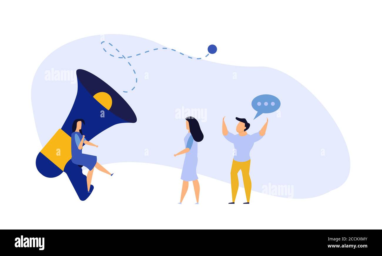 People announce advertising with megaphone vector illustration ...