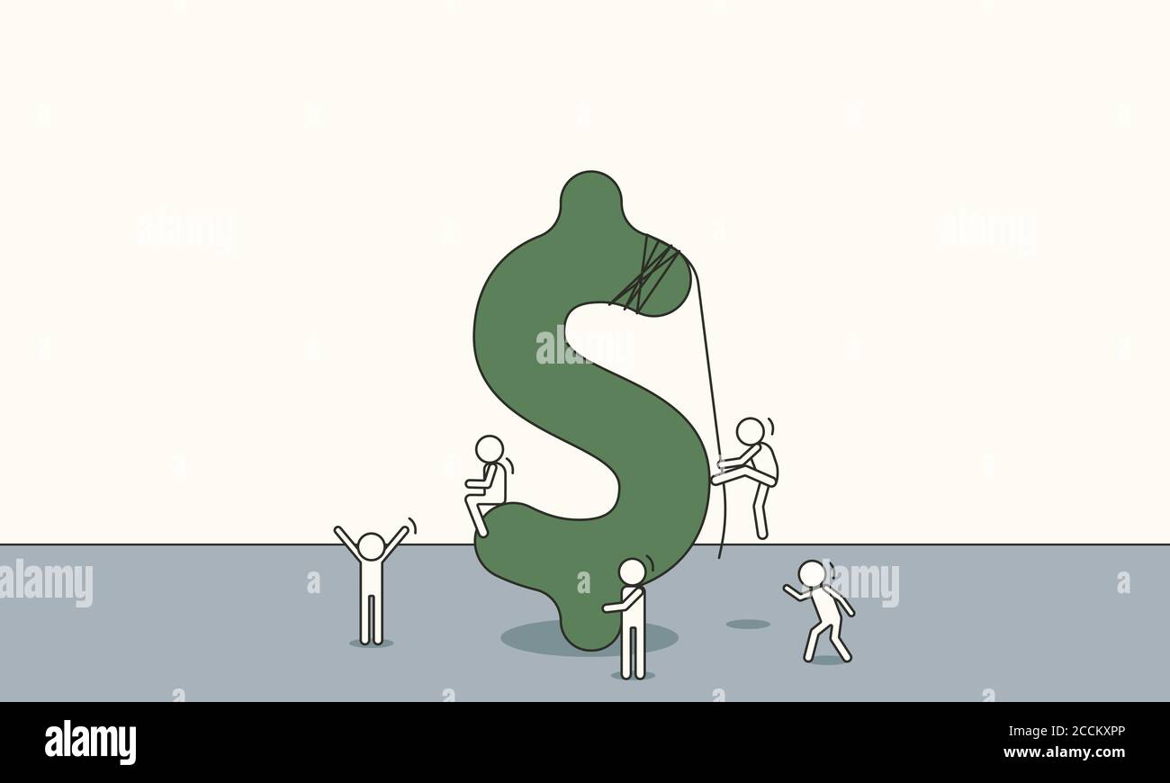 Doodle dollar sign sketch success. Little stick people vector ...