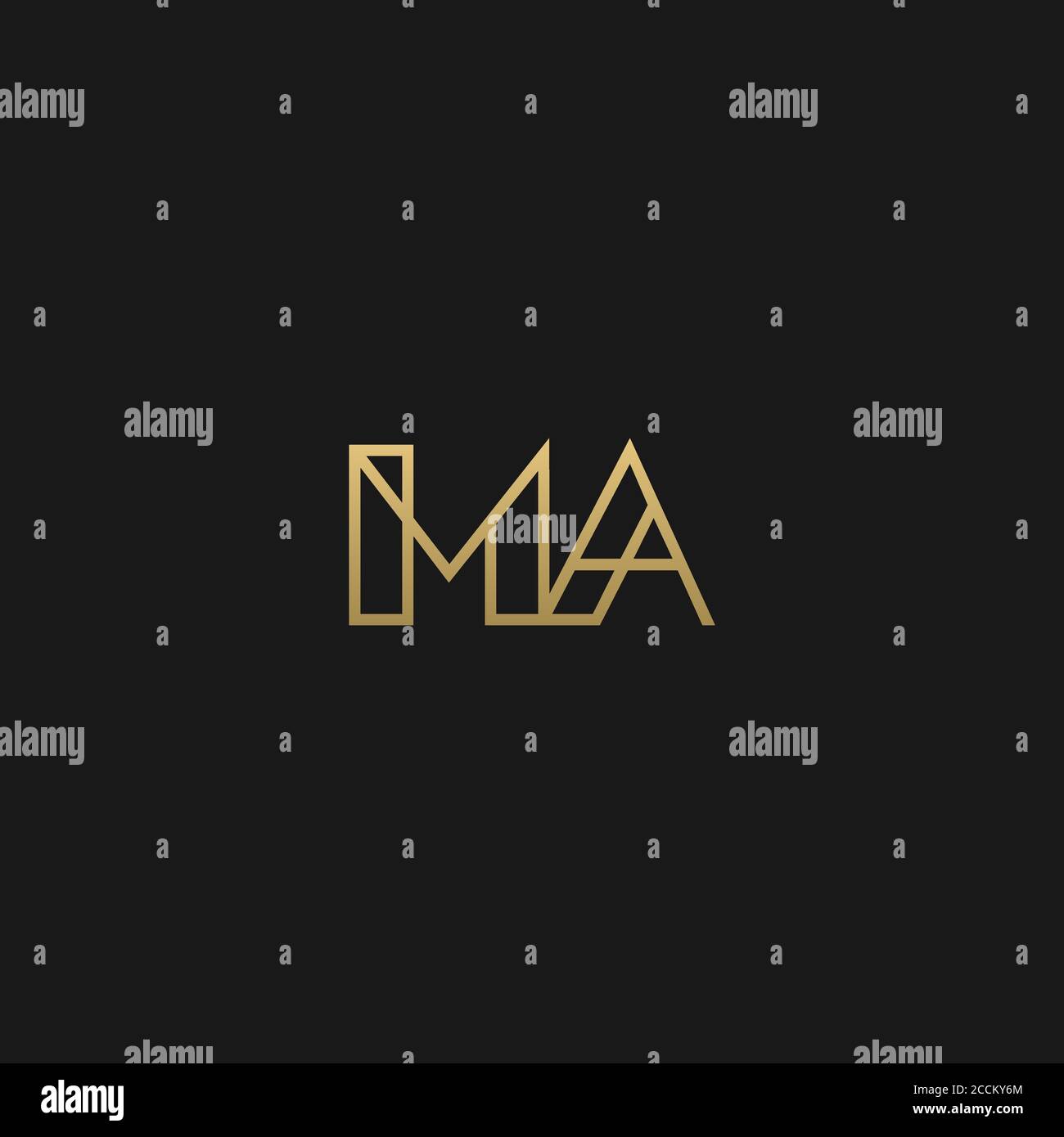 Luxury geometric trendy unique artistic black and golden colour MA AM M ...