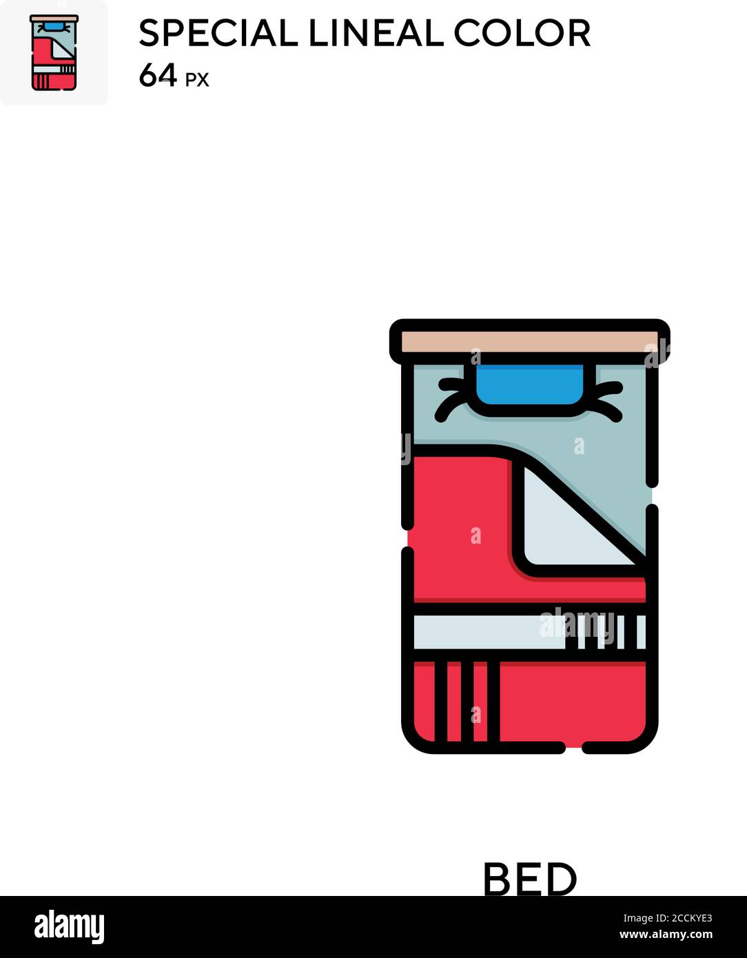 Bed Special lineal color icon. Illustration symbol design template for ...