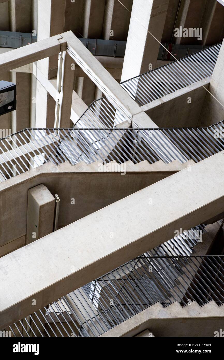Concrete stairs on a stairway area in a stadium, architecture Stock ...