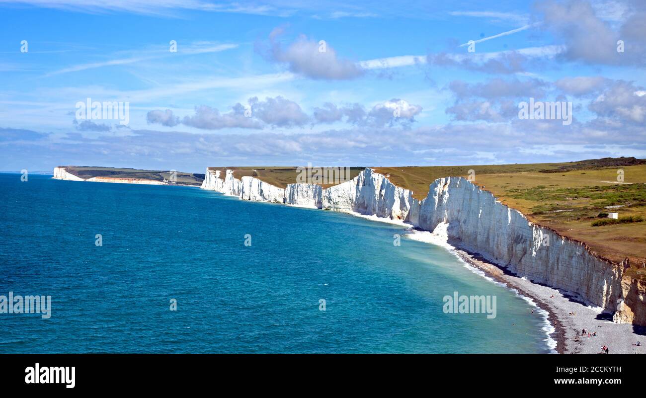 Seven Sisters Chalk cliffs at Birling Gap, with a lovely blue cloudy ...
